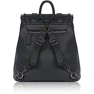 LaBante Leather Designer Backpack Rucksack Shoulder Travel Bag for Women with Adjustable Strap Peta Approved Vegan Sustainable- Black, Agnes