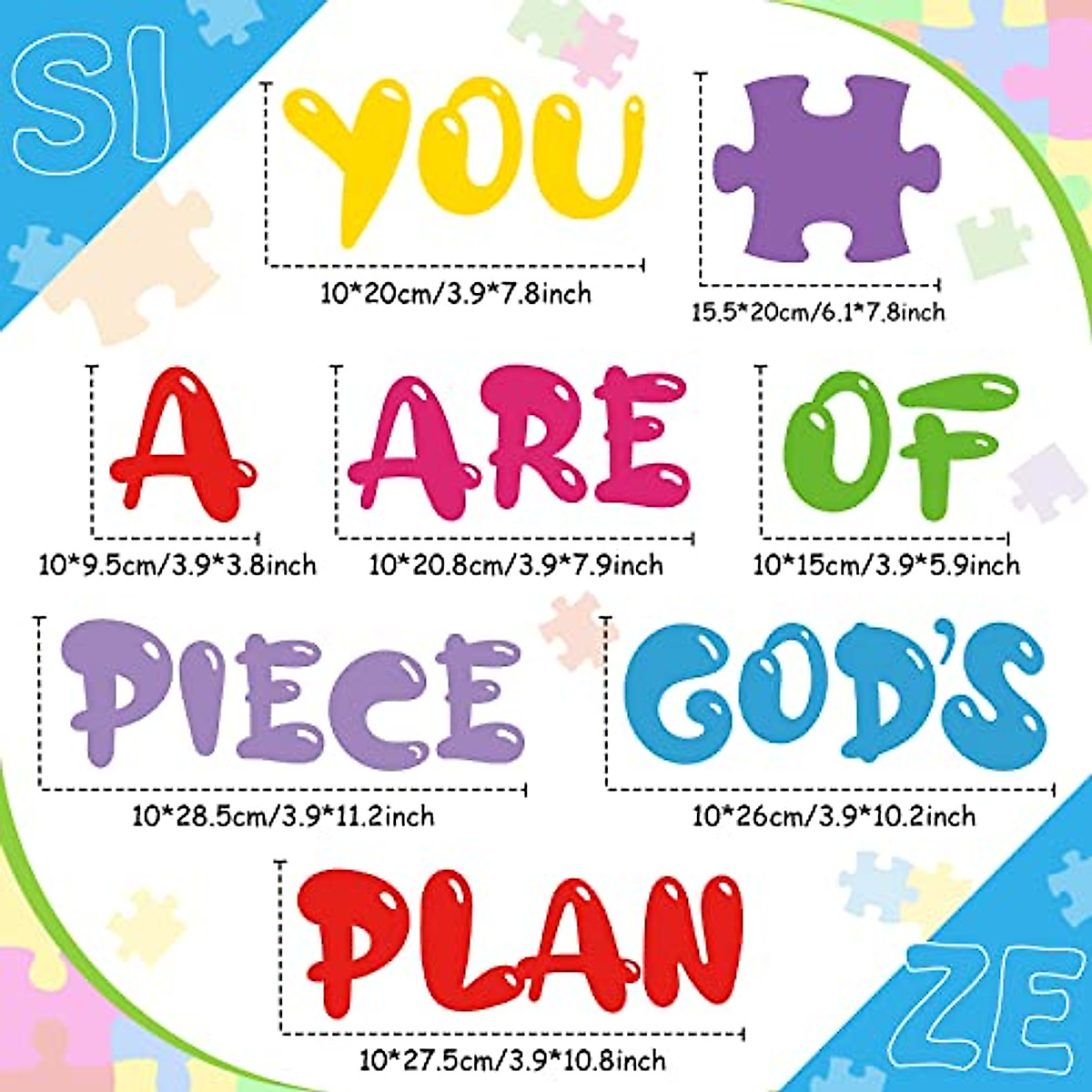 67 Pieces Large Puzzle Cutouts Bulletin Board Set Bible Verse Paper Cuts Classroom Decor You are a Piece of Gods Plan Cut Outs School Puzzle Accents Paper for Classroom Nursery Door Wall Decor