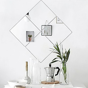 JUNEBRUSHS 4 Pack Self Adhesive Acrylic Mirror, 12X 12 Inch Mirror Tiles,Flexible Plastic Mirror Sheets Wall Stickers,2MM Thick Mirror,Frameless Small Mirror