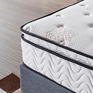 Jacia House Queen Mattress 11.4 Inch Pillow Top Pocket Spring Hybrid Mattress, Memory Foam Innerspring Firm Mattress -Bed in a Bag,Mattress Queen