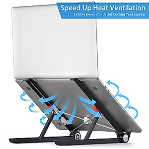 FURNINXS Laptop Stand for Desk Adjustable Foldable Ergonomic Laptop Holder Riser Portable Aluminum Computer Notebook Stand for Elevated 10~15.6" Dell, HP, MacBook Air Pro, Lenovo, Chromebook