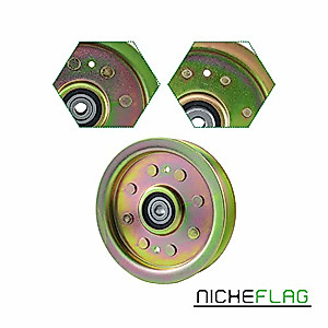 NICHEFLAG 753-08171 Idler Pulley kit is Compatible with Troy Bilt Pulley 753-08171 Cub Cadet, Cub Cadet 756-04129b Idler Pulley, 756-04129C, 956-04129, 956-04129B, Oregon 78-065