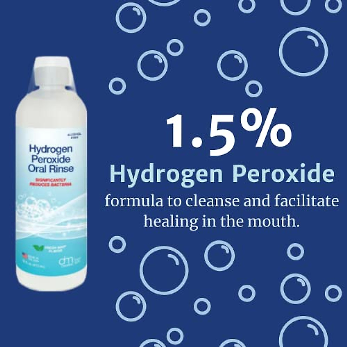 Hydrogen Peroxide Oral Rinse by DenMat; Fresh Mint Flavor. One Bottle of 16 Fluid Ounces (473 mL). Alcohol Free, for Oral Health, Minor Mouth Irritations, and Minor Gum Irritation.