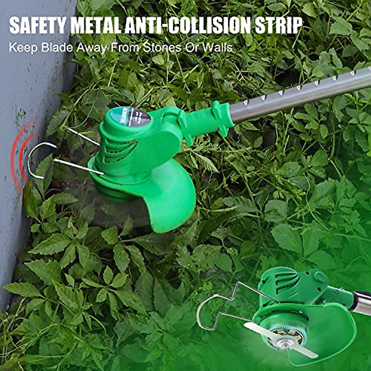 Cordless Weed Trimmer Battery Powered, 21V Lightweight Weed Wacker with 2 Li-Ion Battery, 1 Charger and 11 Cutting Blades, 47 Inch Powerful Weed Eater for Lawn, Yard, Garden, Bush Trimming & Pruning