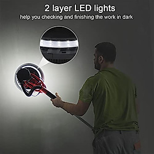 Seeutek Drywall Sander with Vacuum,800W Electric Sander,7 Variable Speed Power Sander,800-1750 RPM Wall Sander with Extendable Handle, LED Light, Long Dust Hose, Storage Bag,12pcs Sanding Paper