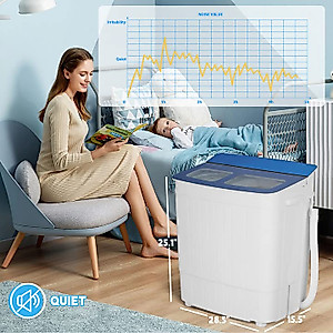 Greenvelly Portable Washing Machine Washer, 21.6lbs Mini Twin Tub Washer and Dryer Combo, 13lbs Compact Laundry Clothes Washer, Small Semi-Automatic Wash and Spin Cycle for Apartment RV Dorm Camping (Blue)