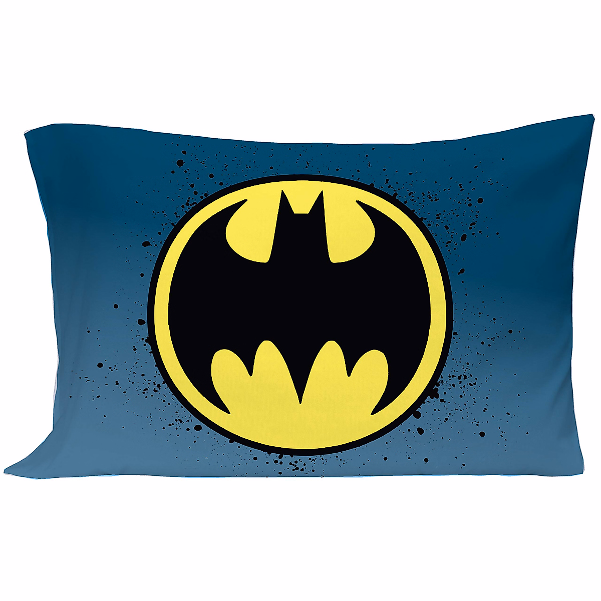 NoJo Batman - Blue Yellow & Grey 4Piece Toddler Bed Set - Comforter, Flat Top Sheet, Fitted Bottom Sheet, Reversible Pillowcase, Blue, Yellow, Black