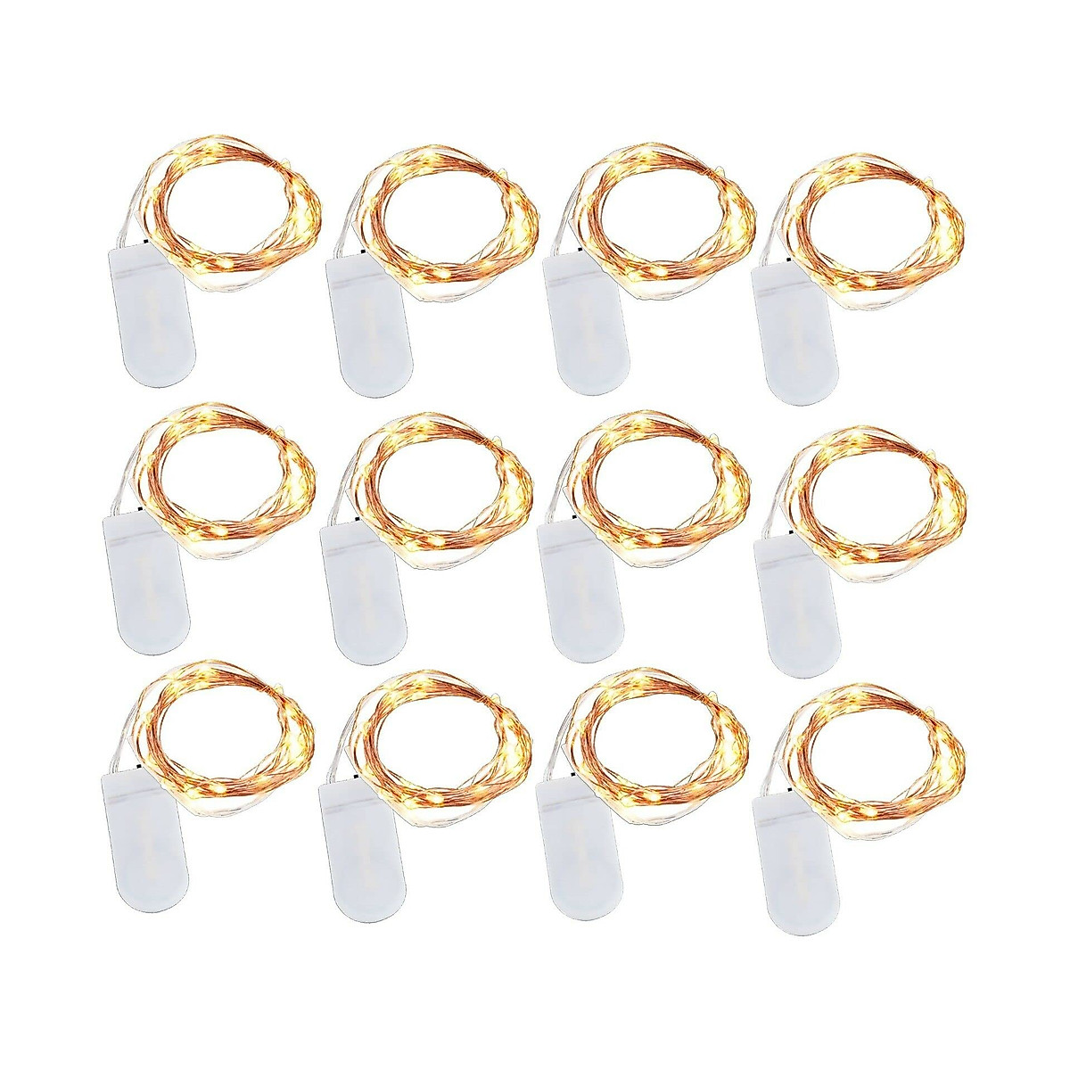 12x 20 LED WW String Battery Operated Copperr String Wire Fairy Lights Xmas Party