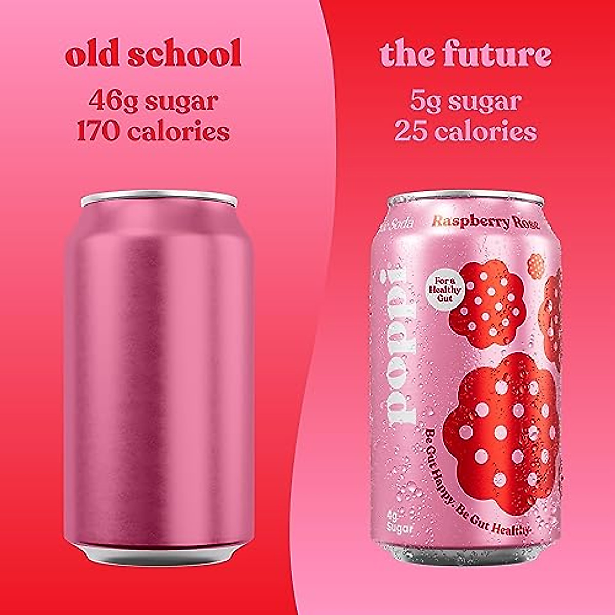 POPPI Sparkling Prebiotic Raspberry Rose Soda w/ Gut Health & Immunity Benefits, Beverages made with Apple Cider Vinegar, Seltzer Water & Fruit Juice, Low Calorie & Low Sugar Drinks, 12oz (12 Pack) (Packaging May Vary)