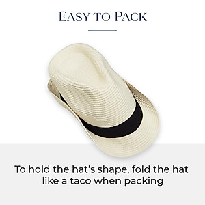 CARKELLA by Wallaroo Unisex Del Mar Trilby Fedora – Short Brim, Packable Design and Adjustable Sizing – Classic and Stylish Sun-Smart Hat for Casual Everyday Wear (Medium/Large, Beige)