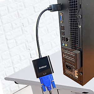 Anbear Display Port to VGA, Displayport to VGA Converter Gold Plated (Male to Female) for DisplayPort Enabled Desktops and Laptops to VGA Converter Connect Displays