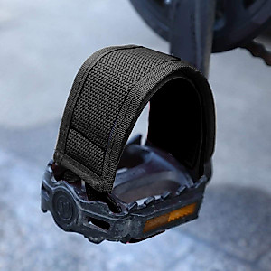 HQdeal 1 Pair Universal Bicycle Fixed Strap Anti-Slip Double Adhesive Pedal Toe Clip Strap Cycling Pedal Accessory (Black)