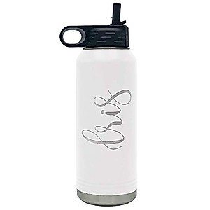 Personalized Bottles 32 oz with Straw White Matte Finish Engraved Customized Cup Gift Stainless Steel Vacuum Insulated