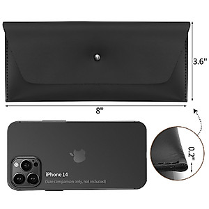 Ringsun Genuine Leather Cash Envelopes for Men, Reusable Budget Envelope Wallet, Retro Clutch Wallet for Men, Cash Wallet for Men,Minimalist Wallet for Men Women, Black