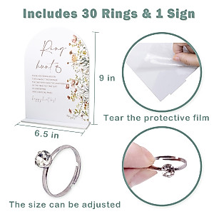 Bridal Shower Ring Hunt Games, Funny Ring Hunt Games, Flowers Party Games, Bridal Shower Decorations, Wedding Shower Games(1 Sign & 30 Rings)-xnxb07