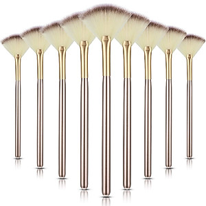 9 Pieces Facial Fan Mask Brushes, Soft Facial Applicator Brushes Tools for Peel Glycolic Makeup for Mud Cream (Champagne)