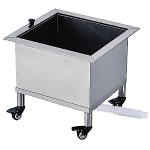 Commercial Floor Mop Sink, Mobile Stainless Steel Mop Sink with Rollers, Balcony Bathroom Mop Service Basin Heavy Duty Slop Sinks