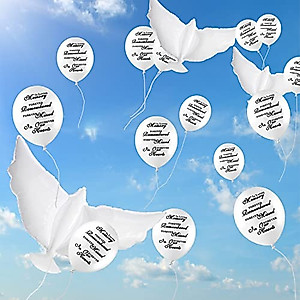 Jishi Dove Memorial Balloons to Release in Sky, Biodegradable Funeral Balloons Memorial Decorations for Celebration of Life Party Happy Birthday in Heaven, 30 Memorial Balloons & 3 White Dove Balloons