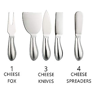 8 Pieces Cheese Tool Set, findTop Stainless Steel Cheese Knives Collection