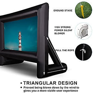 OUTTOY 16 Feet Inflatable Projector Screens, Inflatable Movie Screen Outdoor Blow Up Movie Screens Supports Front and Rear Projection