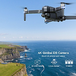 Ruko F11GIM2 Drone with 3 Batteries and Spare Gears, Auto to Home, Brushless Motor, 6-Level Wind Resistance