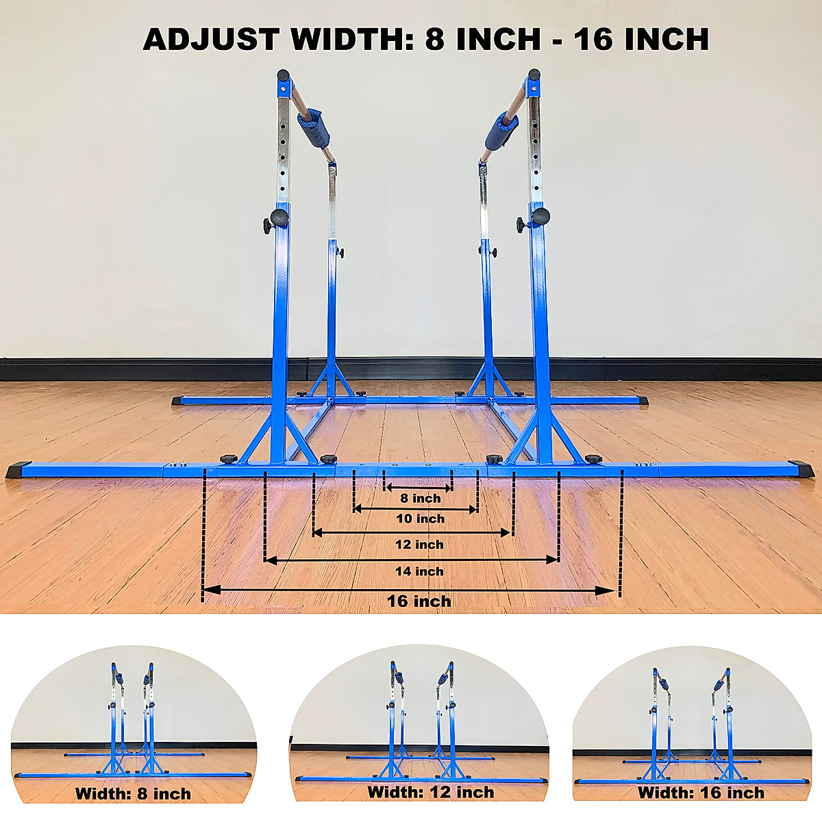 MARFULA Gymnastics Double Horizontal Bars 3Play Parallel Bars Uneven Bars Gymnastics Training Kip Bar with 304 Stainless Steel Regulating Arms & Fiberglass Rail for Indoor Outdoor Home Club Use