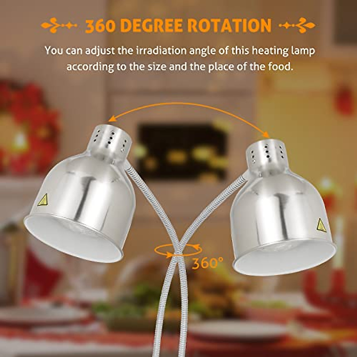 WICHEMI Food Heat Lamps Food Heat Preservation Lamp Commercial Food Warmer Lamp Catering Heat Lamp for Food Heating Restaurant Kitchen Food Service Buffet Home Use (Single Head, 250W Bulbs)