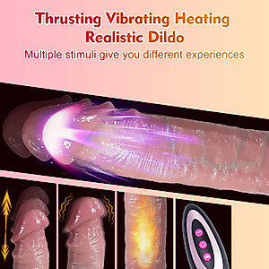 Thrusting Dildo Vibrator Sex Toys - 8.7" Realistic Silicone Penis Remote Control Heated Dildos Anal G Spot Vagina Stimulator with 7 Telescopic & Vibration Modes, Adult Female Sex Toy & Games for Women