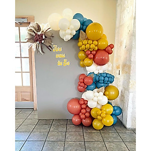 Here Comes the Son Baby Shower Decorations JOGAMS 182Pcs Retro Blue Orange Yellow Balloons for First Trip Around The Sun Sunshine Here Comes The Son Theme Baby Shower Birthday Party Decorations