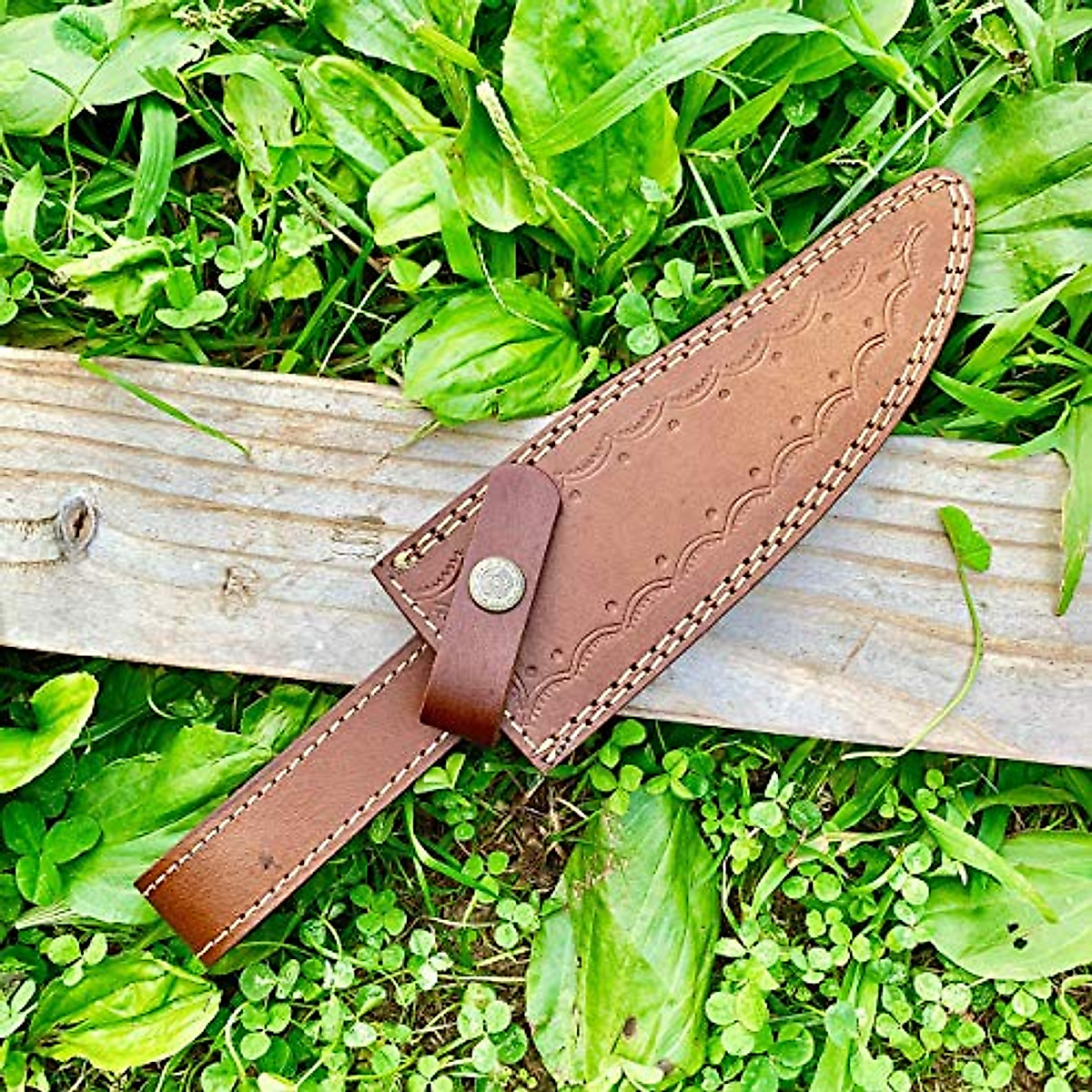12" long custom handmade leather sheath fits up to 6"—7" cutting blade knife