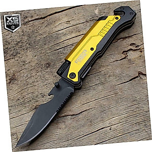 Multi Tool Led Open Folding Pocket Knife Survival Yellow Outdoor Survival Hunting Knife by Survival Steel