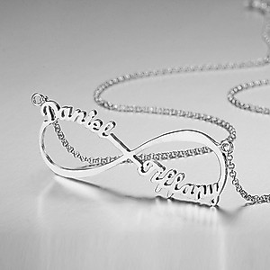 Lam Hub Fong Name Necklace Personalized Custom Name Necklace Personalized Name Necklace Sterling Silver Infinity Necklace with Name for Couples Gold Name Necklace (Silver)