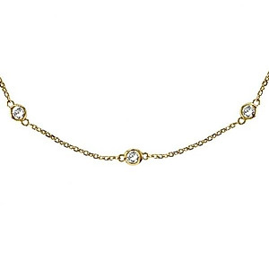The Diamond Deal 14kt Yellow Gold Womens Round 1.00CT Diamond By the Yard Necklace (16 inches Long Necklace and 1mm Thick)