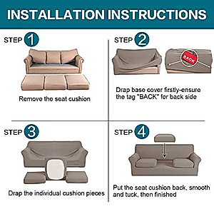 4 Piece Sofa Covers For 3 Cushion Couch Sofa Slipcover Soft Couch Cover For Dogs-Washable Sofa Furniture Covers With 3 Individual Cushion Covers, Feature Thick Jacquard Fabric (3 Cushion Sofa, Taupe)