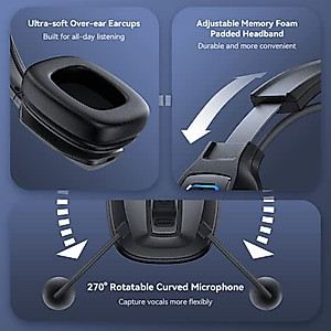 Dytole Trucker Bluetooth Headset, Bluetooth Headphones with Microphone AI Noise Cancelling with USB Dongle, 164ft Long Wireless Range & 60 Hrs Working Time, Wireless Headset for Computer with Mute