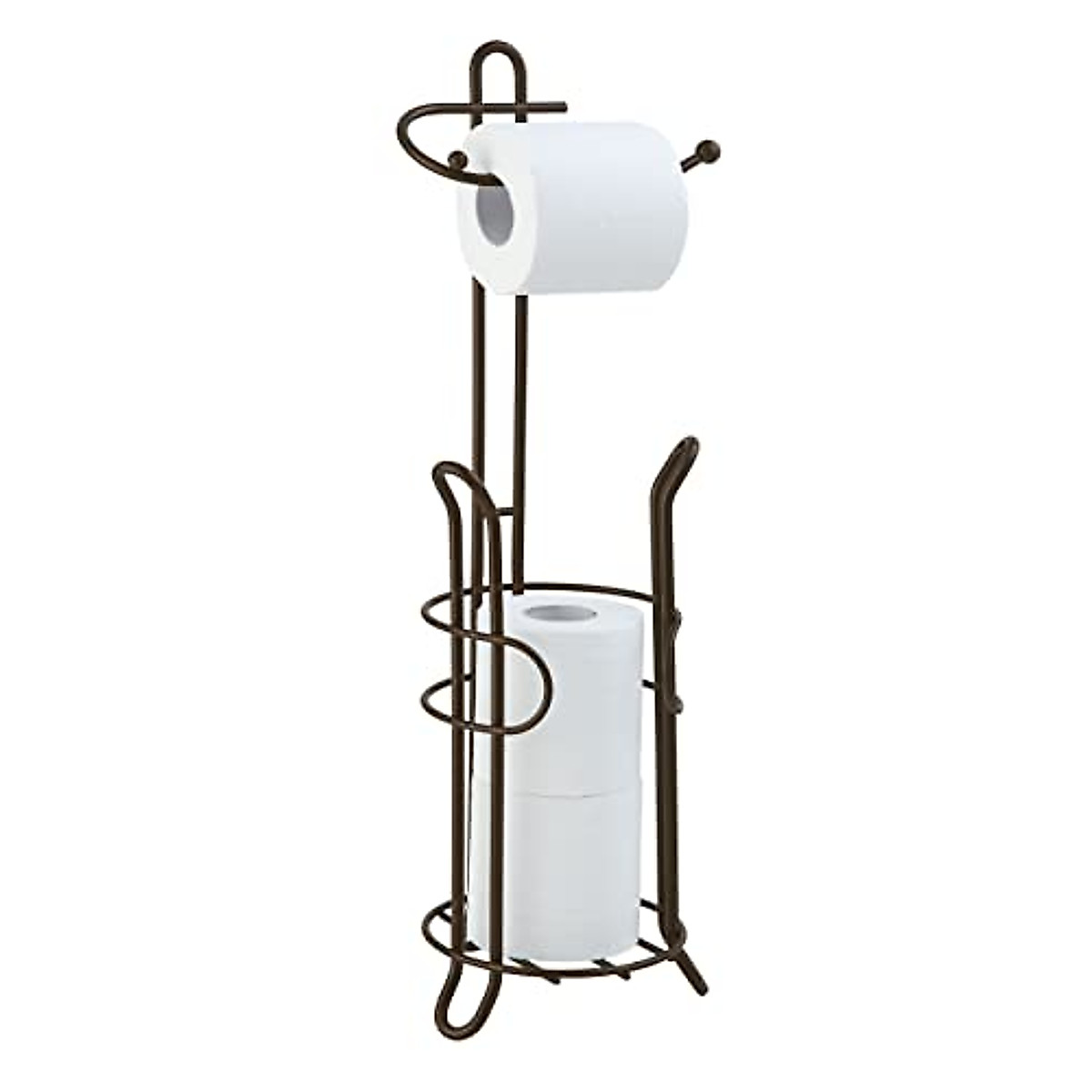 SunnyPoint Bathroom Toilet Tissue Paper Roll Storage Holder Stand with Reserve, The Reserve Area Has Enough Space to Store Mega Rolls; Coating Bronze