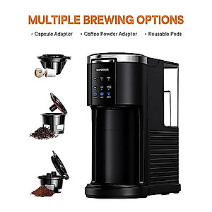 SHARDOR 3 in 1 Single Serve Coffee Maker for K Cup Pods & Ground Coffee & Teas, 6 to 14oz Brew Sizes, with 40oz Removable Water Reservoir, Self-cleaning Function