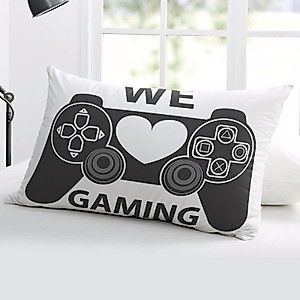 Pillow Covers 20x36 Inch - King WE Gaming Gray Gamepad Continuous Joystick Soft Brushed Microfiber Pillowcases with Hidden Zipper Closure Bed Pillow Shams for Bedroom Sofa Car