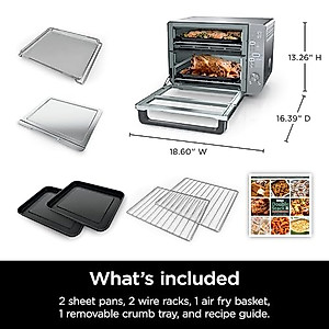 Ninja Double Stack XL Countertop Oven & Air Fryer, 12-in-1, Flexdoor, FlavorSeal, SMART FINISH with DualZone Technology, Countertop Oven, Air Fryer, Bake, Broil, Reheat, Pizza, Stainless Steel, DCT601