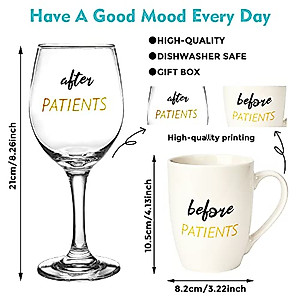 IDEWEI Before Patients After Patients Gift Set, Nurse Gifts for Women Coffee Mug and Wine Glass Idea for Dentist, Doctors Unique Nurse Day Birthday Graduation Appreciation Gifts