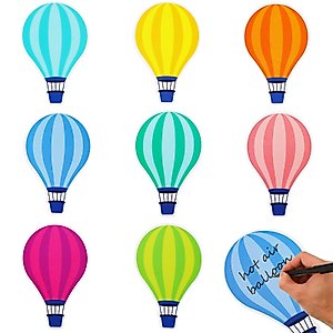 48 Pieces Hot Air Balloons Cutouts Bulletin Board Decorations Paper Balloon Cut Outs Assorted Color Hot Air Balloon Accent Name Tag Label for Kids School Office Supplies Back to School Classroom Decor
