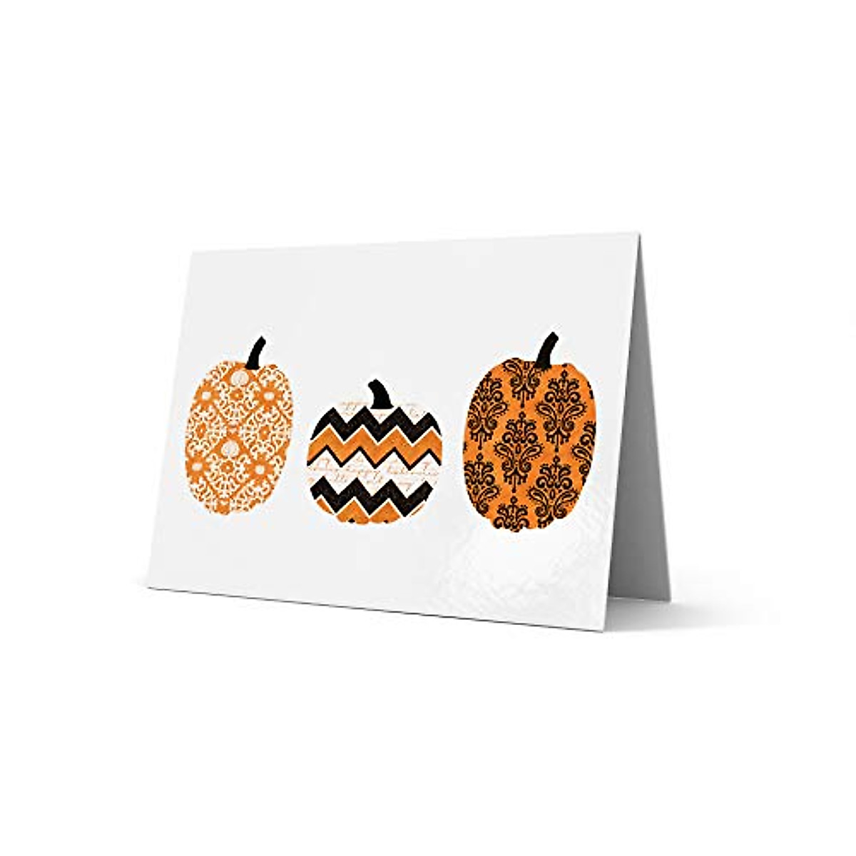 Note Card Cafe Halloween Cards with Tangerine Zest Envelopes | 24 Pack | Patterned Pumpkins Vertical Design | Blank Inside, Glossy Finish | Greeting, Fall, Bulk