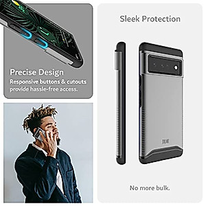 TUDIA DualShield Designed for Google Pixel 6 Pro Case (2021), [Merge] Shockproof Military Grade Heavy Duty Dual Layer Tough Protection for Pixel 6 Pro Case - Metallic Slate