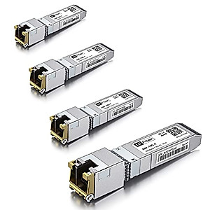 10Gb SFP+ RJ45 Transceiver, 10Gbase-T SFP+ Ethernet Module Support 10G/5G/2.5G/1.25G, Compatible with Cisco SFP-10G-T-S, Ubiquiti UF-RJ45-10G, UniFi, Meraki,MikroTik,Supermicro and More, 30m, 4 Pack