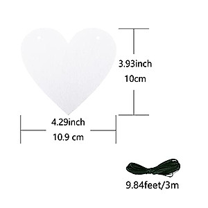 SaktopDeco 2 Pack White Felt Heart Garland Valentines Day Heart Banner White Party Decorations Anniversary Wedding Home Decor