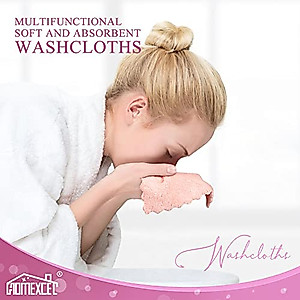 HOMEXCEL Premium Makeup Remover Cloth 24 Pack, Reusable Super Soft 7x7 Inch Facial Cleansing Cloths with Just Water, Highly Absorbent Microfiber Coral Velvet Face Towels Washcloths