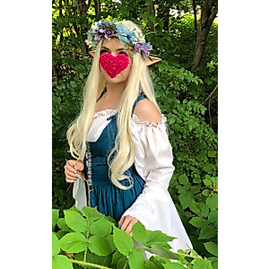 Vivivalue Flower Wreath Crown Boho Flower Headband Hair Garland Floral Headpiece Halo with Wrist Wedding Party Festival Photos Blue