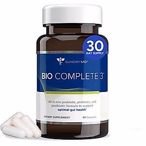 Gundry MD® Bio Complete 3, 3-in-1 Probiotics for Gut Health, Probiotic Supplements for Digestion, Supplement Supporting Bloating, Gas, Food Cravings, Energy Levels, Skin, and Focus, 30 Day Supply