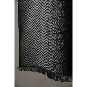 CUDDLE DREAMS Men's Silk Scarves, 100% Mulberry Silk Brushed, Luxuriously Soft (Black Gray Herringbone)
