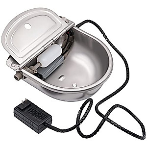 KHEARPSL Automatic Heated Waterer Heated Dog Bowl Pet Thermal-Bowl Livestock Water Trough Heated Water Bowl for Dog Horse Cattle Chicken Pig Goat (Waterer with Hose)